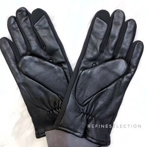Fownes Brothers | Accessories | Fownes Lambskin Black Leather Fleece ...